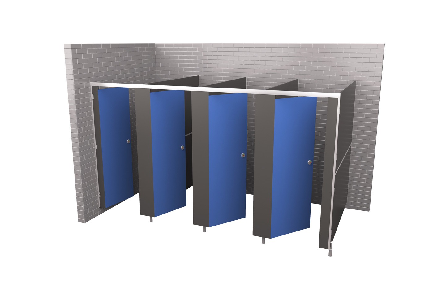 Run of Four Changing Room Cubicle Set - Toilet Cubicle Warehouse