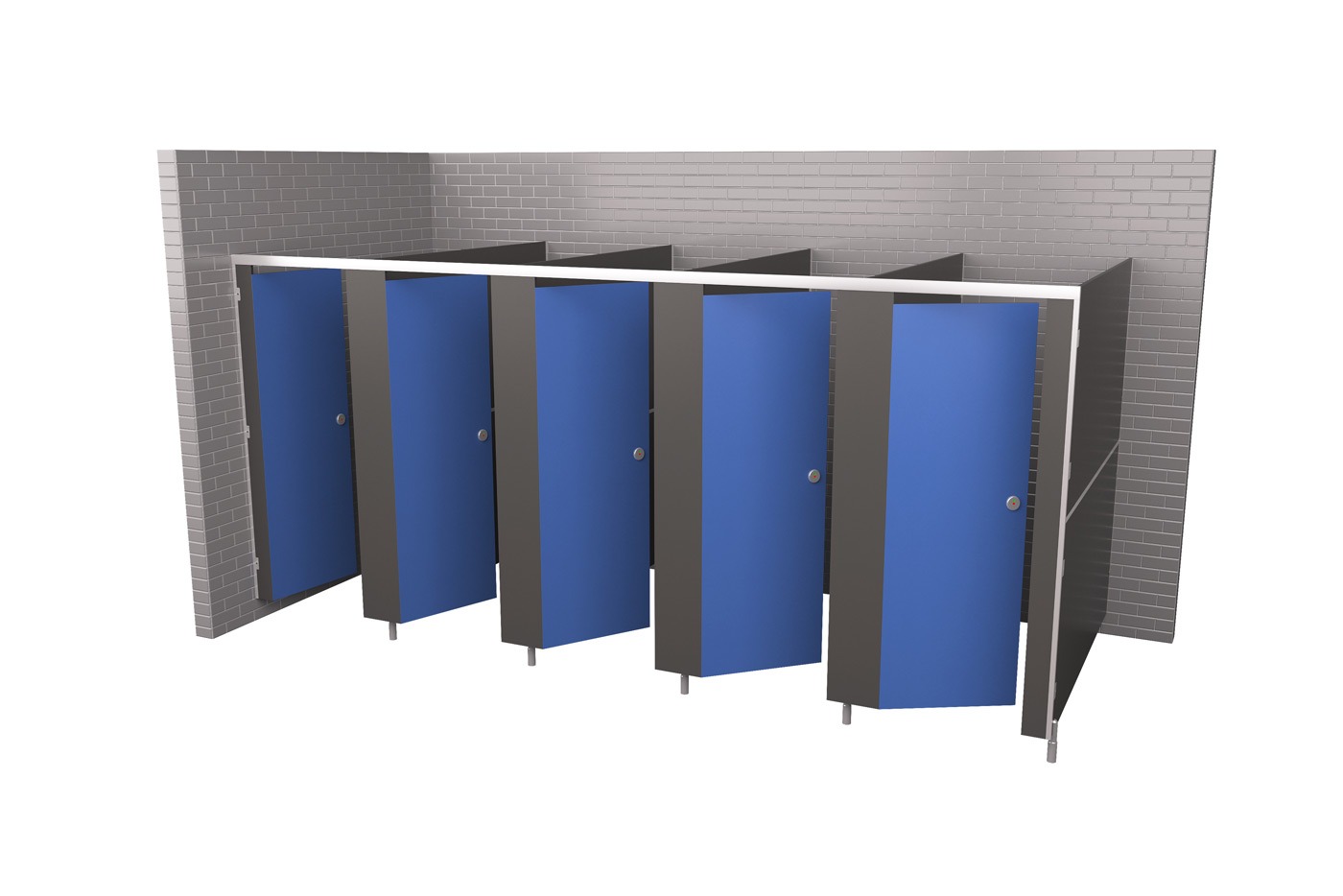 Run of Five Changing Room Cubicle Set - Toilet Cubicle Warehouse