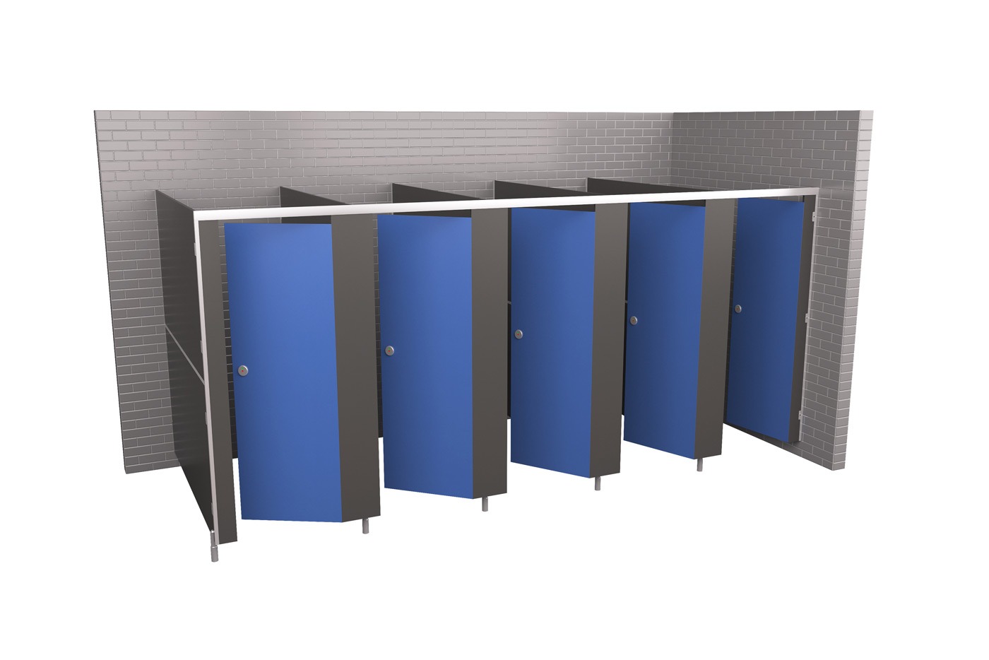 Run of Five Changing Room Cubicle Set - Toilet Cubicle Warehouse