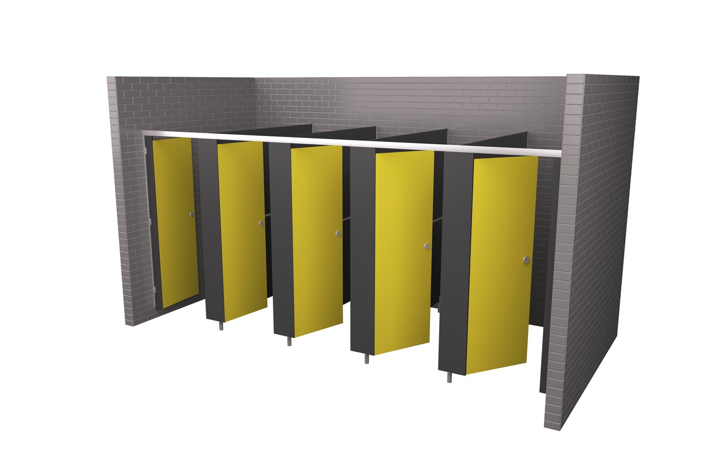 Run of Five Toilet Cubicle Set - Toilet Cubicle Warehouse